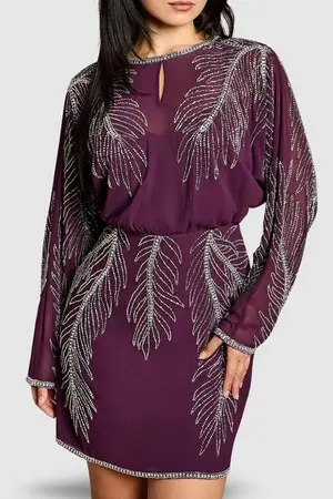 Coast Petite Feather Embellished Mini Dress
