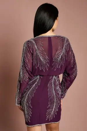 Coast Petite Feather Embellished Mini Dress - Red
