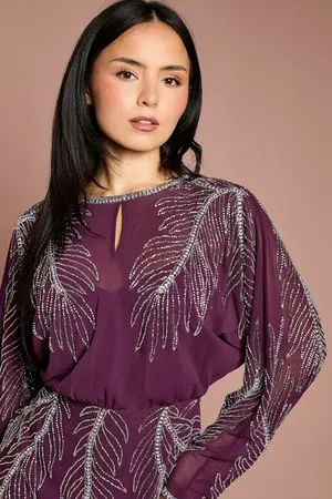 Coast Petite Feather Embellished Mini Dress - Red