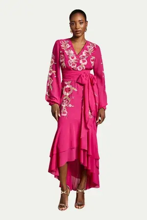 Coast Coast Embellished High-Low Maxi Dress Raspberry