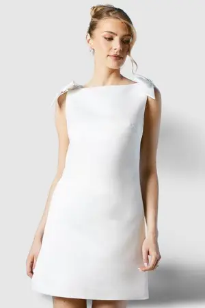 Coast Satin Bow Bridal Mini Dress - Ivory