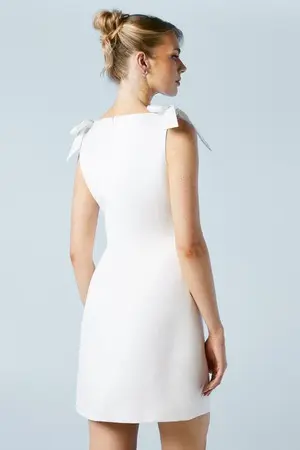 Coast Satin Bow Bridal Mini Dress