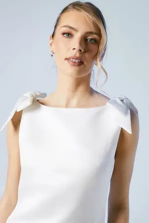 Coast Satin Bow Bridal Mini Dress