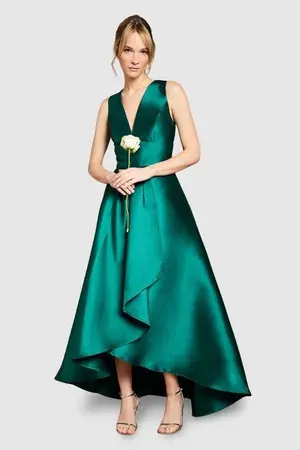 Coast Plunge Waterfall Maxi Dress Emerald