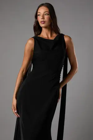 Coast Cowl Back Crepe Maxi Dress - Black