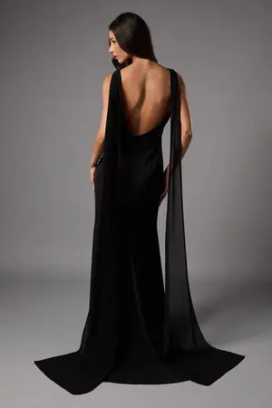 Coast Cowl Back Crepe Maxi Dress - Black