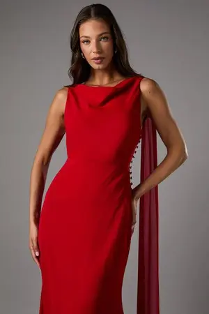 Coast Cowl Back Crepe Maxi Dress