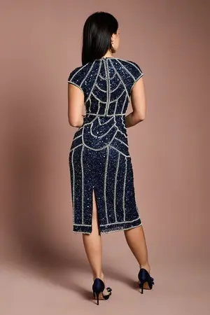 Coast Petite Embellished Geometric Midi Dress