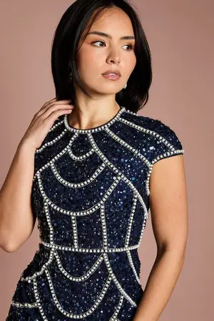 Coast Petite Embellished Geometric Midi Dress