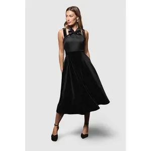 Coast Halterneck Bow Velvet Midi Dress