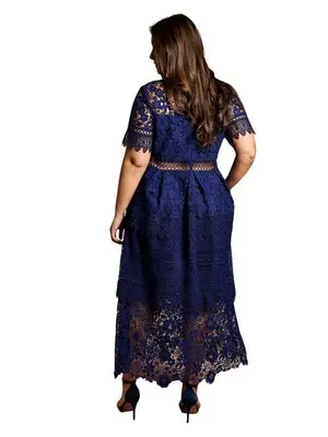 Coast Embroidered Lace Midi Dress - Navy