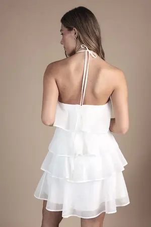Coast Corsage Halter Bridal Mini Dress