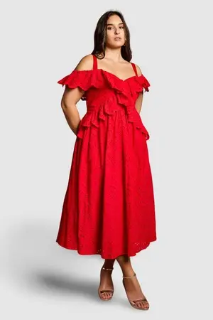 Coast Plus Broderie Midi Dress