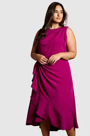 Coast Crepe Ruffle Midi Dress