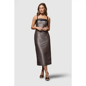 Coast Muse Beaded Sequin Midi Dress - Mocha