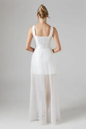 Coast Twill Mini Wedding Dress With Organza Overlay