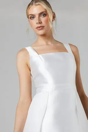 Coast Twill Mini Wedding Dress With Organza Overlay