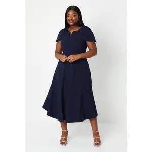 Coast V-neck Ponte Midi Dress - Navy