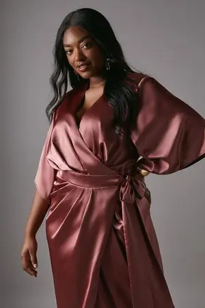 Coast Plus Satin Wrap Midi Dress