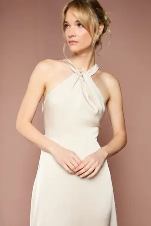 Coast Honoured Twist Halterneck Maxi Dress - Champagne
