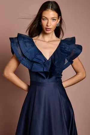 Coast Frill Shoulder Midi Dress