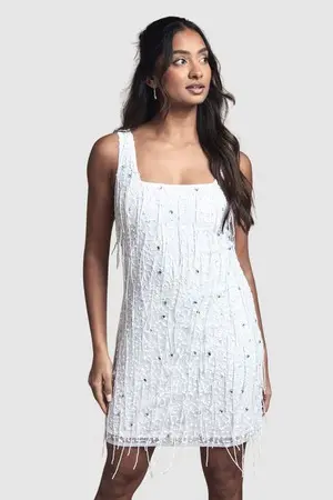 Coast Sequin Fringe Bridal Mini Dress