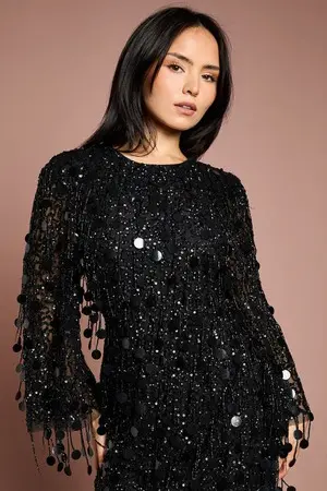 Coast Petite Sequin Tassel Mini Dress