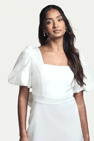 Coast Taffeta Puff Sleeve Bow Back Mini Dress