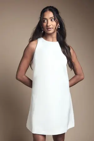 Coast Structured Satin Bridal Mini Dress With Oversized Bow Detail