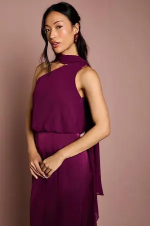 Coast One Shoulder Maxi Dress - Fig