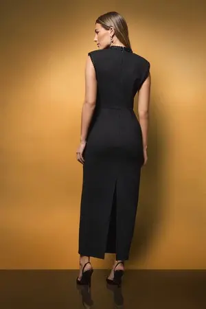 Coast Beaded High Neck Column Maxi Dress