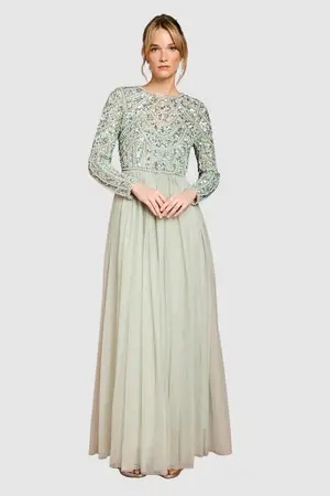 Coast Sequin Embellished Tulle Maxi Dress - Sage