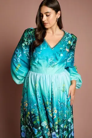 Coast Plus Placement Print Organza Midi Dress