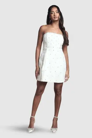 Coast Hotfix Diamante Bridal Mini Dress - Ivory