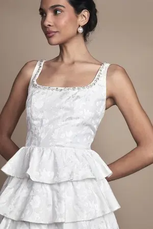 Coast Jacquard Ruffle Hem Mini Dress