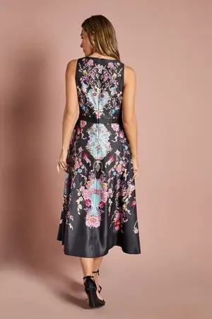 Coast Placement Print V Neck Midi Dress