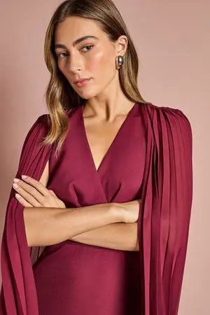 Coast Cape Sleeve Pencil Midi Dress