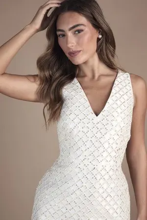 Coast Sleeveless Embellished V-neck Mini Dress