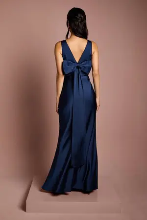 Coast Square Neck Satin Maxi Dress With Bow Detail
