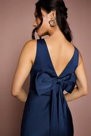 Coast Square Neck Satin Maxi Dress With Bow Detail