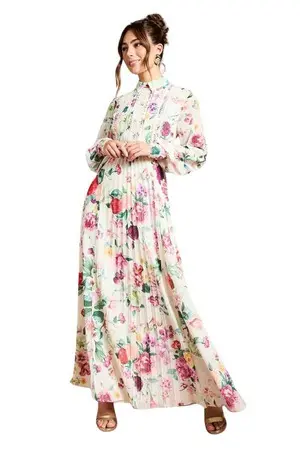 Coast Pleated Lace Trim Midi Dress
