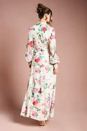 Coast Pleated Lace Trim Midi Dress