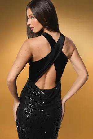 Coast Velvet Halter Sequin Maxi Dress