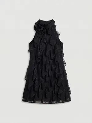 Coast Lace Frill Mini Dress - Black