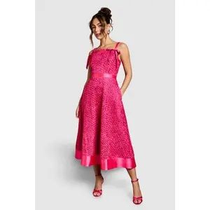 Coast 3d Floral Strappy Midi Dress - Pink