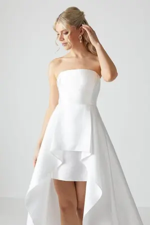 Coast Strapless High-low Wedding Dress With Overskirt