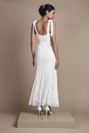 Coast Lace Bow Shoulder Maxi Wedding Dress - Ivory
