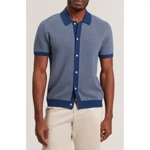 Ted Baker London Noliva Short Sleeve Cotton Button-up Shirt - Mid-navy