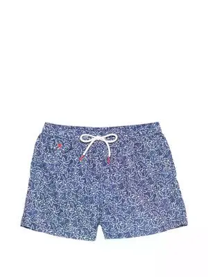 Kiton Floral-print Swim Shorts - Blue