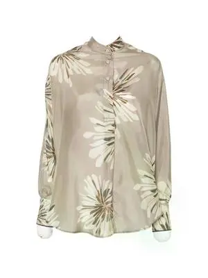 Brunello Cucinelli Floral-print Blouse - Neutrals